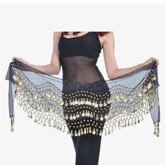 Accessories | Bellydancergypsy Chiffon Gold Coins Hip Scarf | Poshmark